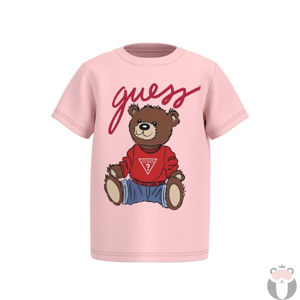 Guess Bear Тениска с мече PINK ROSES - Tediko.bg