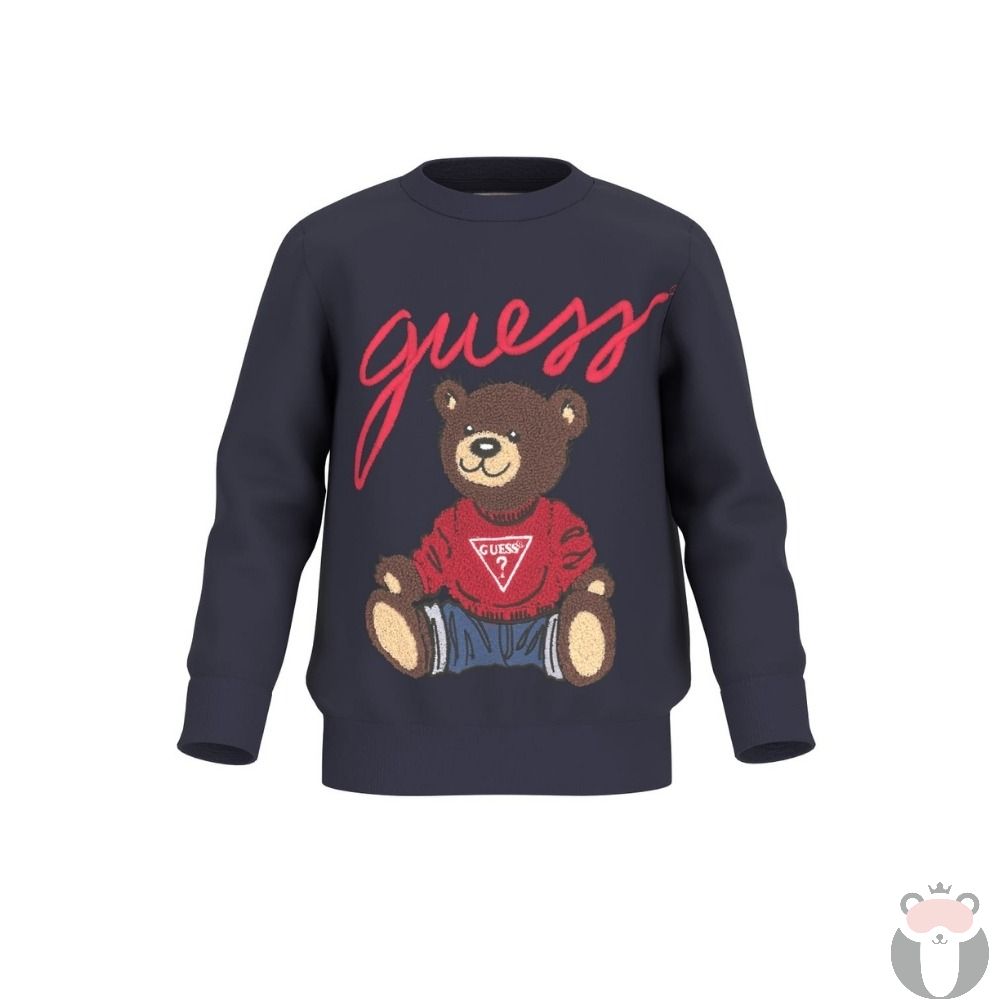 Guess Bear Плътна блуза с мече SMART BLUE - Tediko.bg