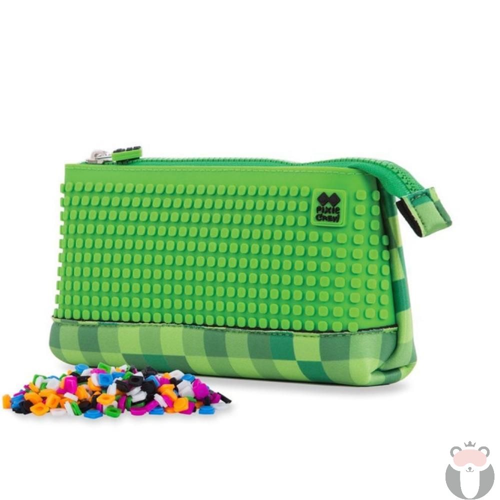 Несесер за моливи Pixie Crew PXA02, Зелен каре Майнкрафт - Tediko.bg