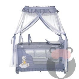Lorelli Бебешка преносима кошара 2 нива с балдахин, Magic Sleep, сив - Tediko.bg